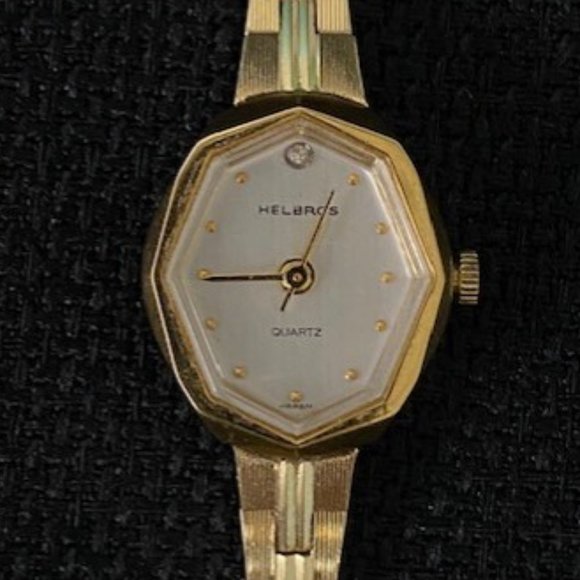 Helbros | Accessories | Vintage Helbros Petite Gold Quartz Womens Watch ...